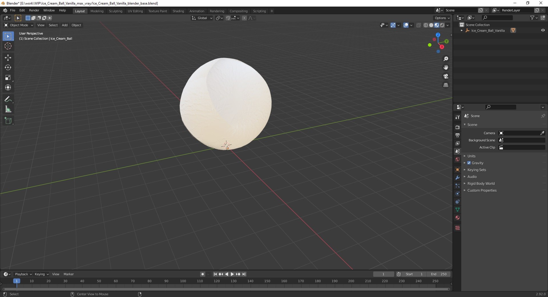 Ice Cream Ball Vanilla 3D - TurboSquid 2273681