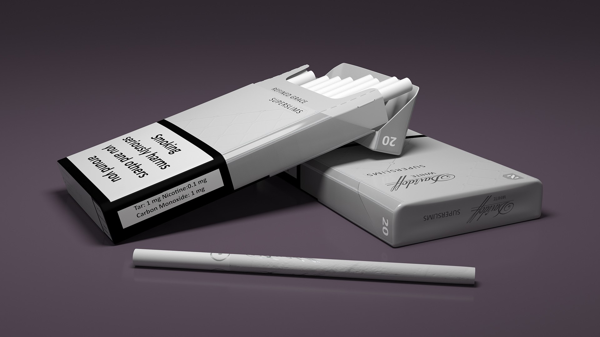 Cigarettes Davidoff White Super Slim Unpacked 3D - TurboSquid 2281779