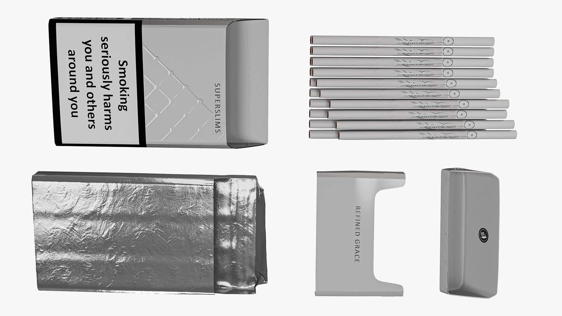 Cigarettes Davidoff White Super Slim Unpacked 3D - TurboSquid 2281779