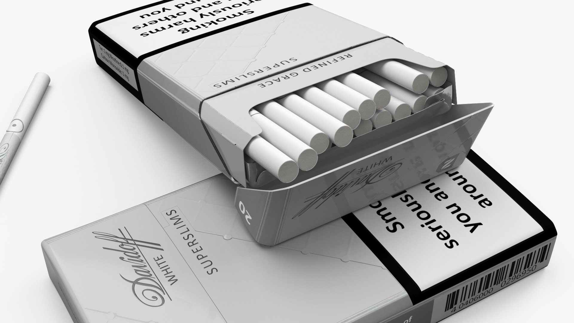 Cigarettes Davidoff White Super Slim Unpacked 3D - TurboSquid 2281779