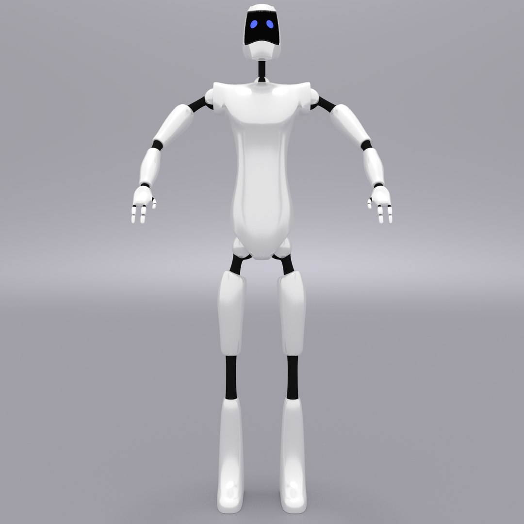 Sleek Cartoon Robot 3d Model