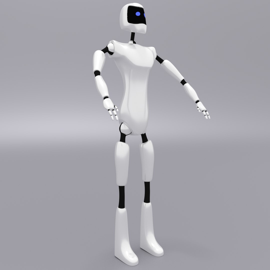 Sleek Cartoon Robot 3d Model