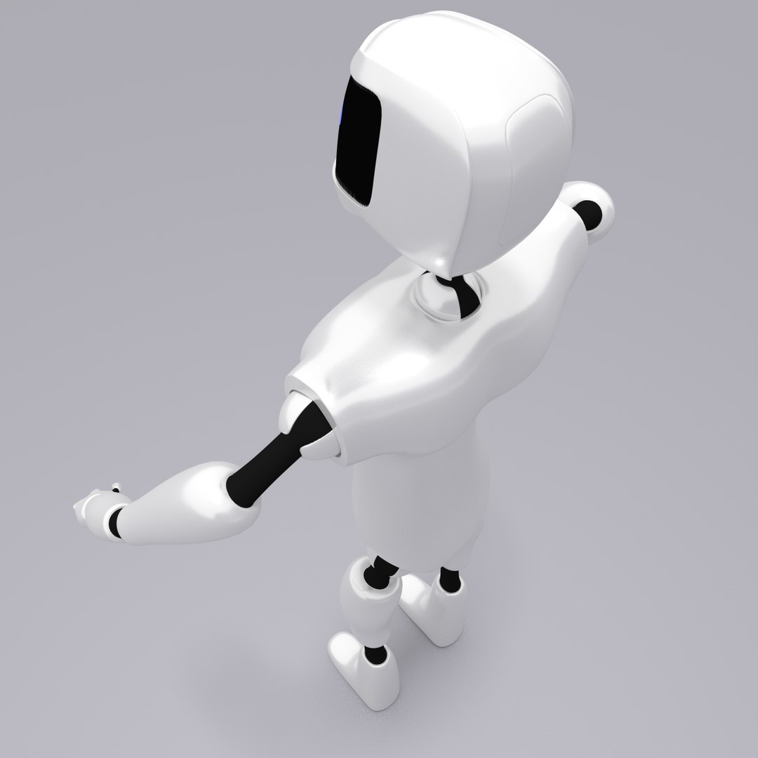 Sleek Cartoon Robot 3d Model