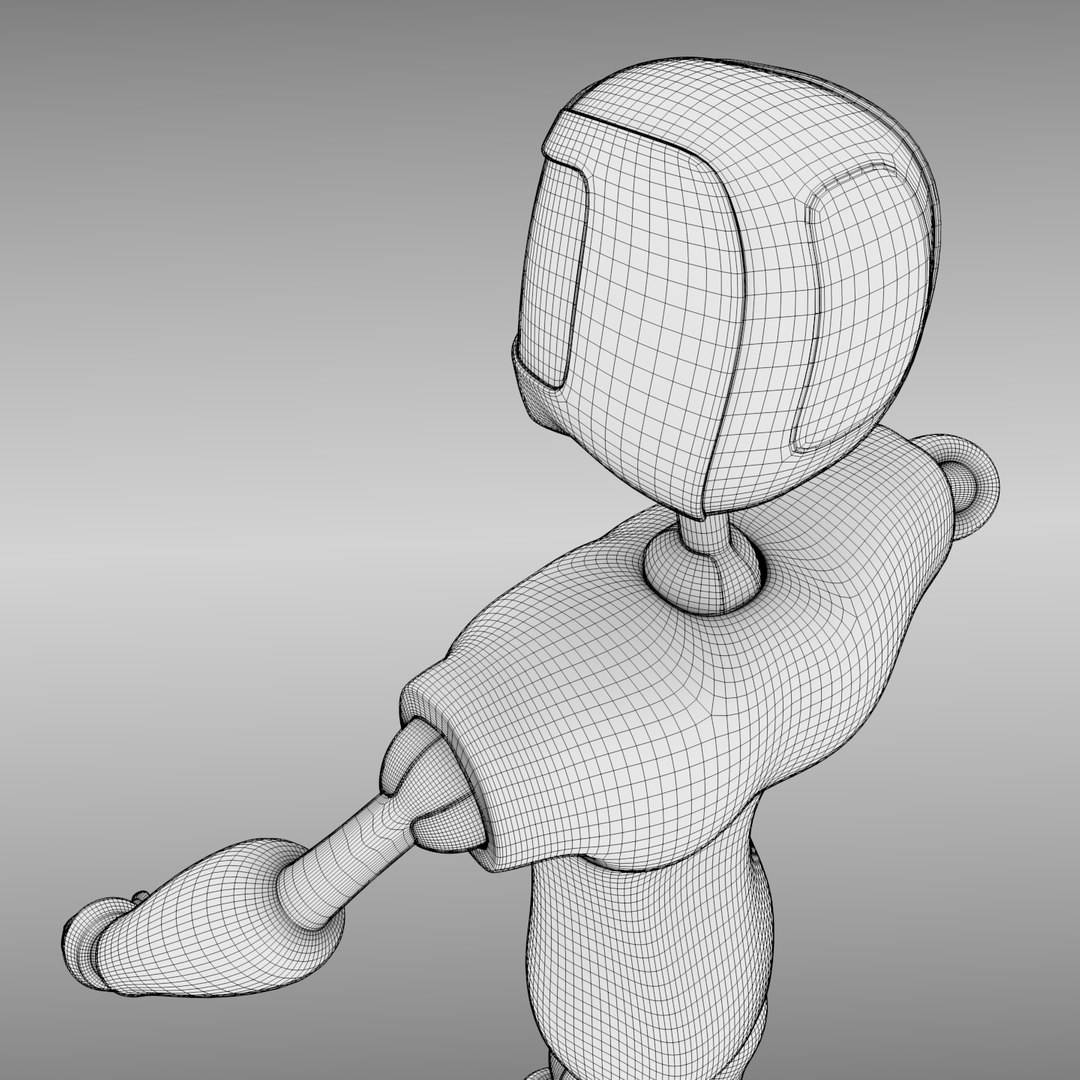 Sleek Cartoon Robot 3d Model