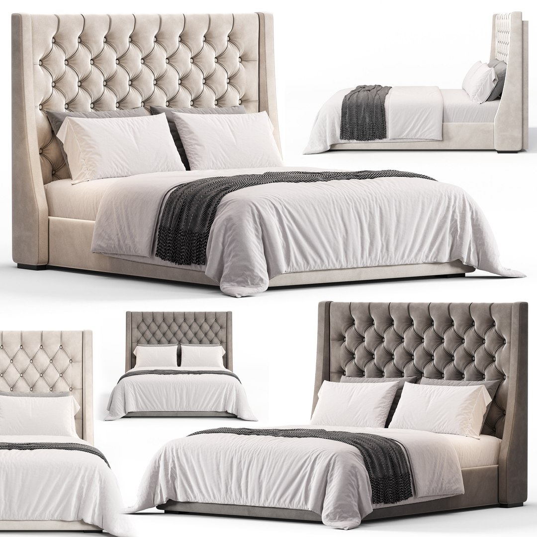 3D Barron Beds Zoya Grandeur Curved Wingback Bed Frame - TurboSquid 2319759