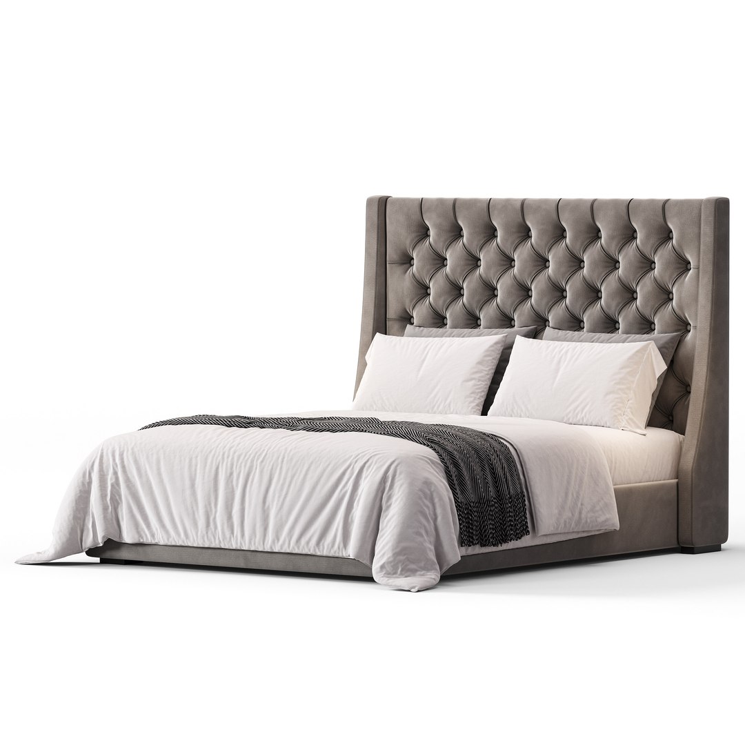3D Barron Beds Zoya Grandeur Curved Wingback Bed Frame - TurboSquid 2319759