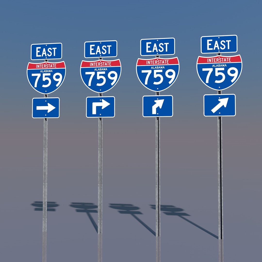 Interstate 759 East Highway Sign 3d C4d