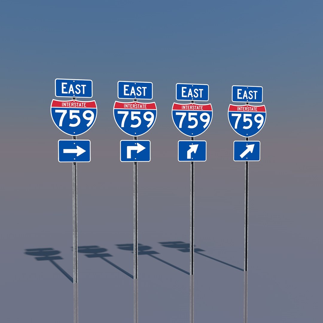 Interstate 759 East Highway Sign 3d C4d