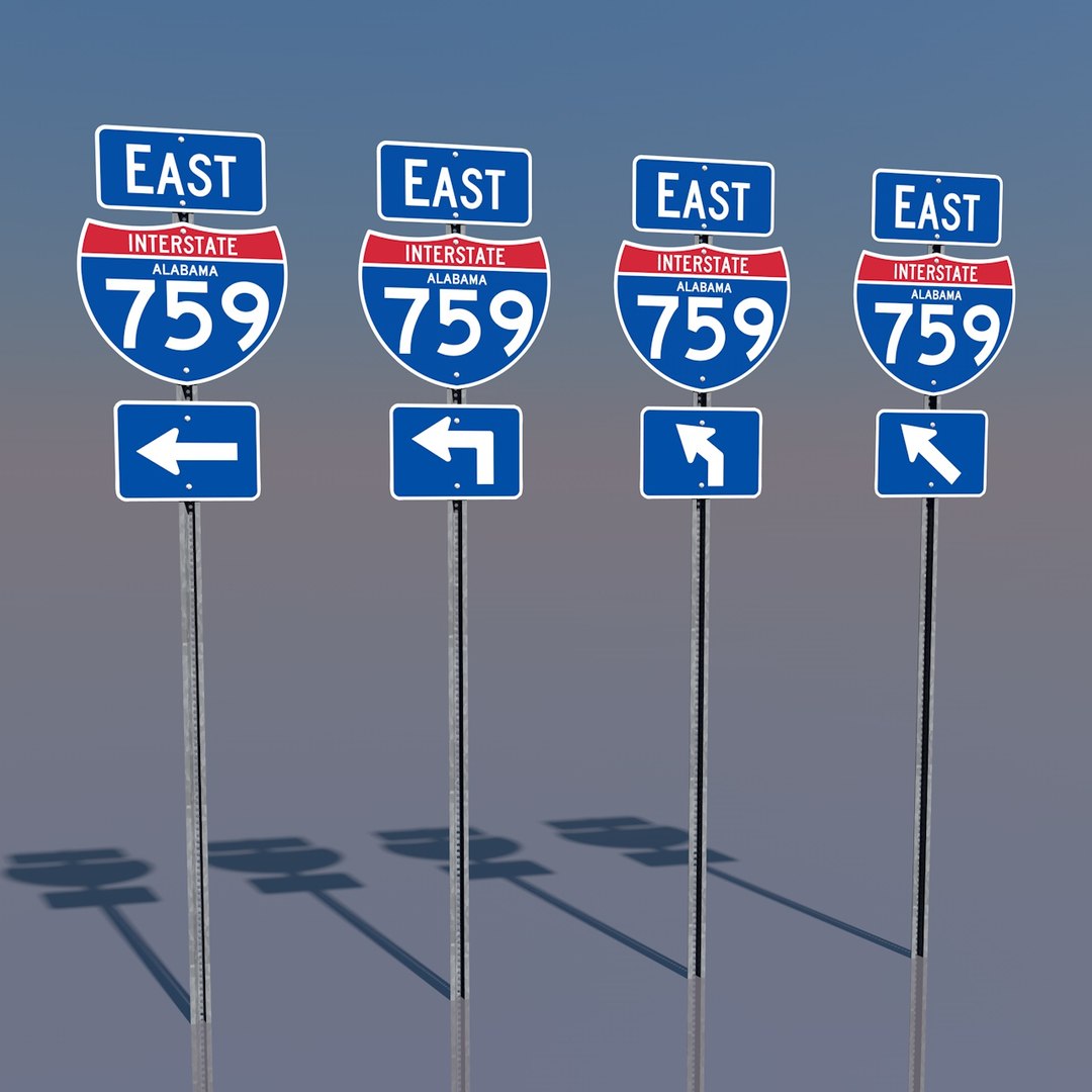 Interstate 759 East Highway Sign 3d C4d