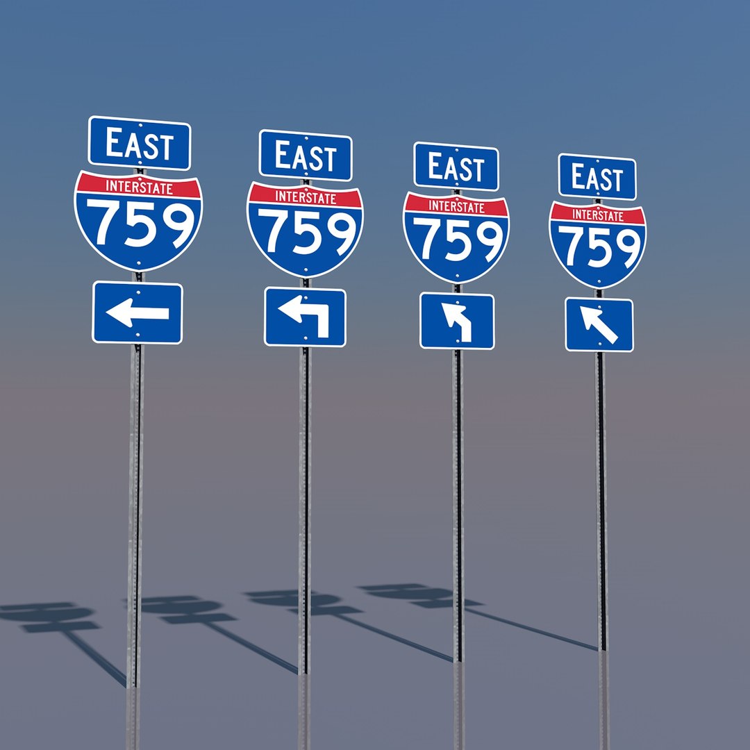 Interstate 759 East Highway Sign 3d C4d