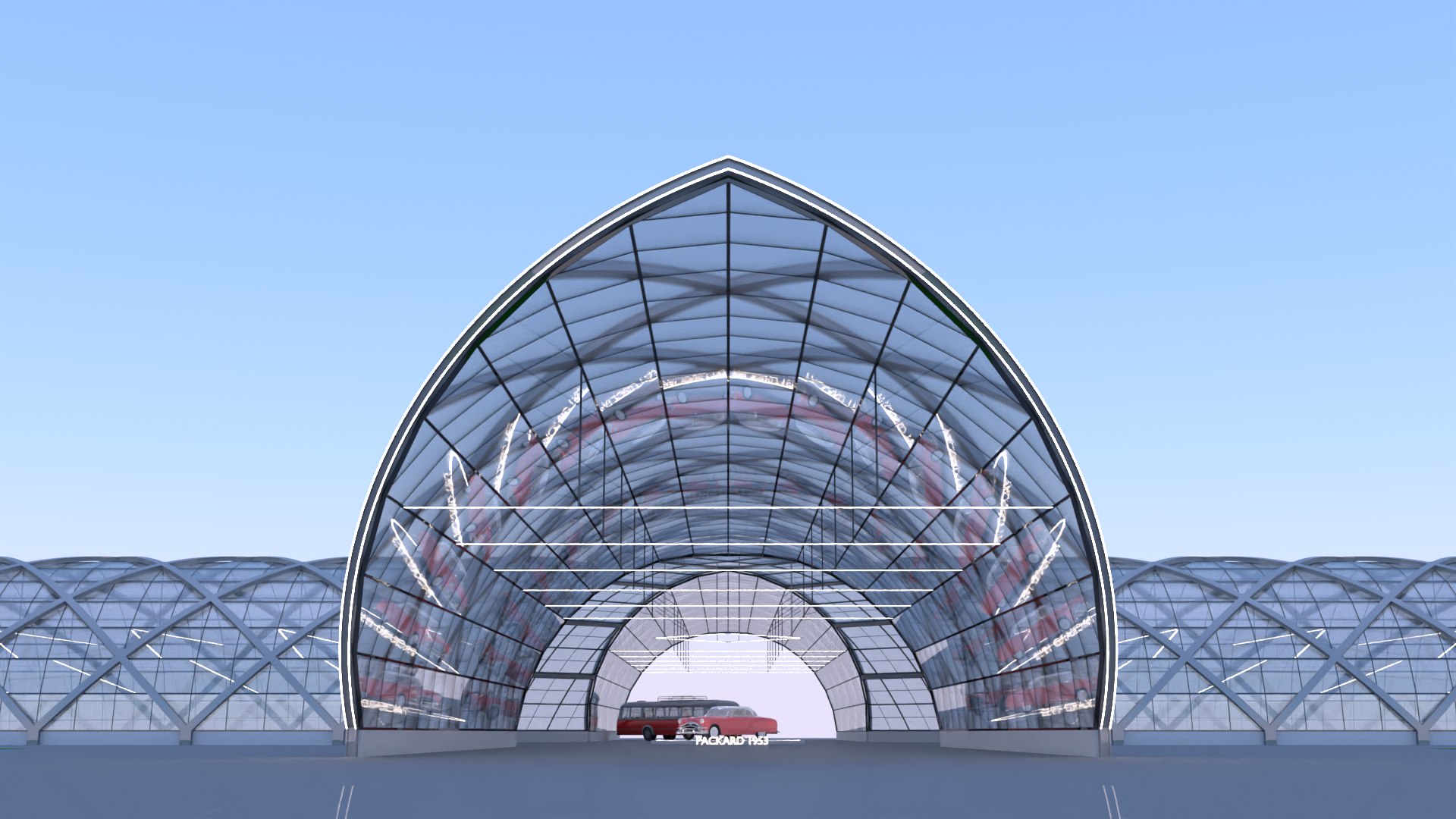 Museum With Car And Bus Model - TurboSquid 2036875