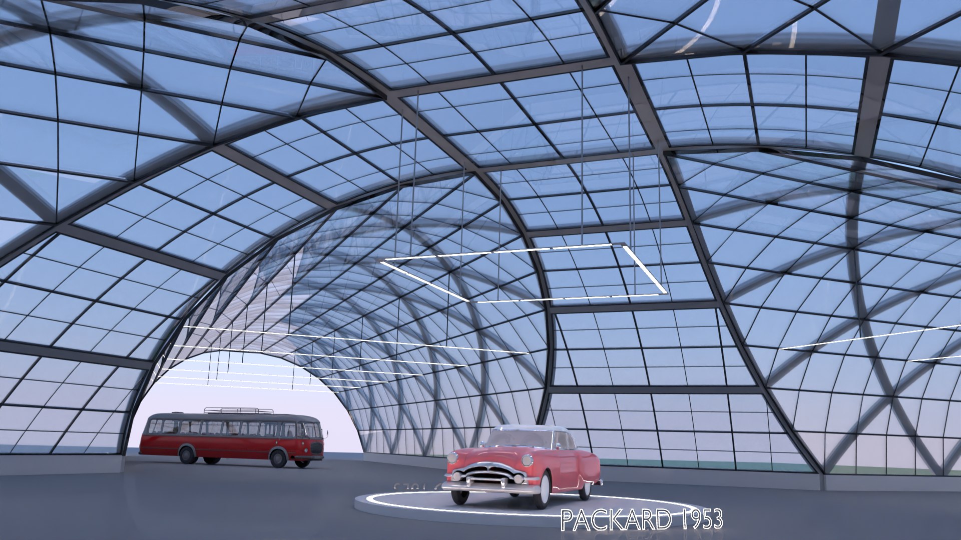 Museum With Car And Bus Model - TurboSquid 2036875