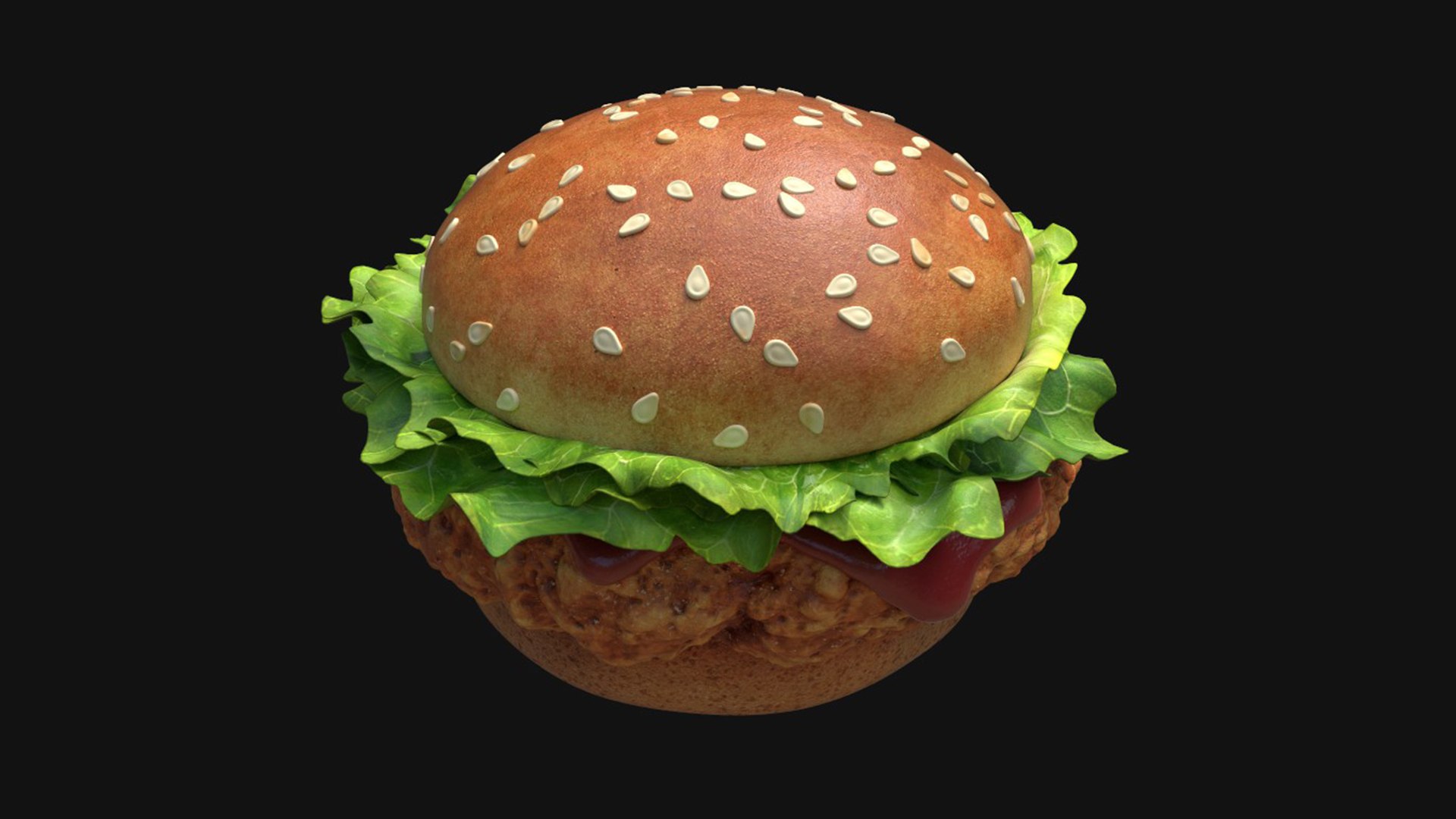 3D Burger Crispy Chicken Tender Model - TurboSquid 2226294