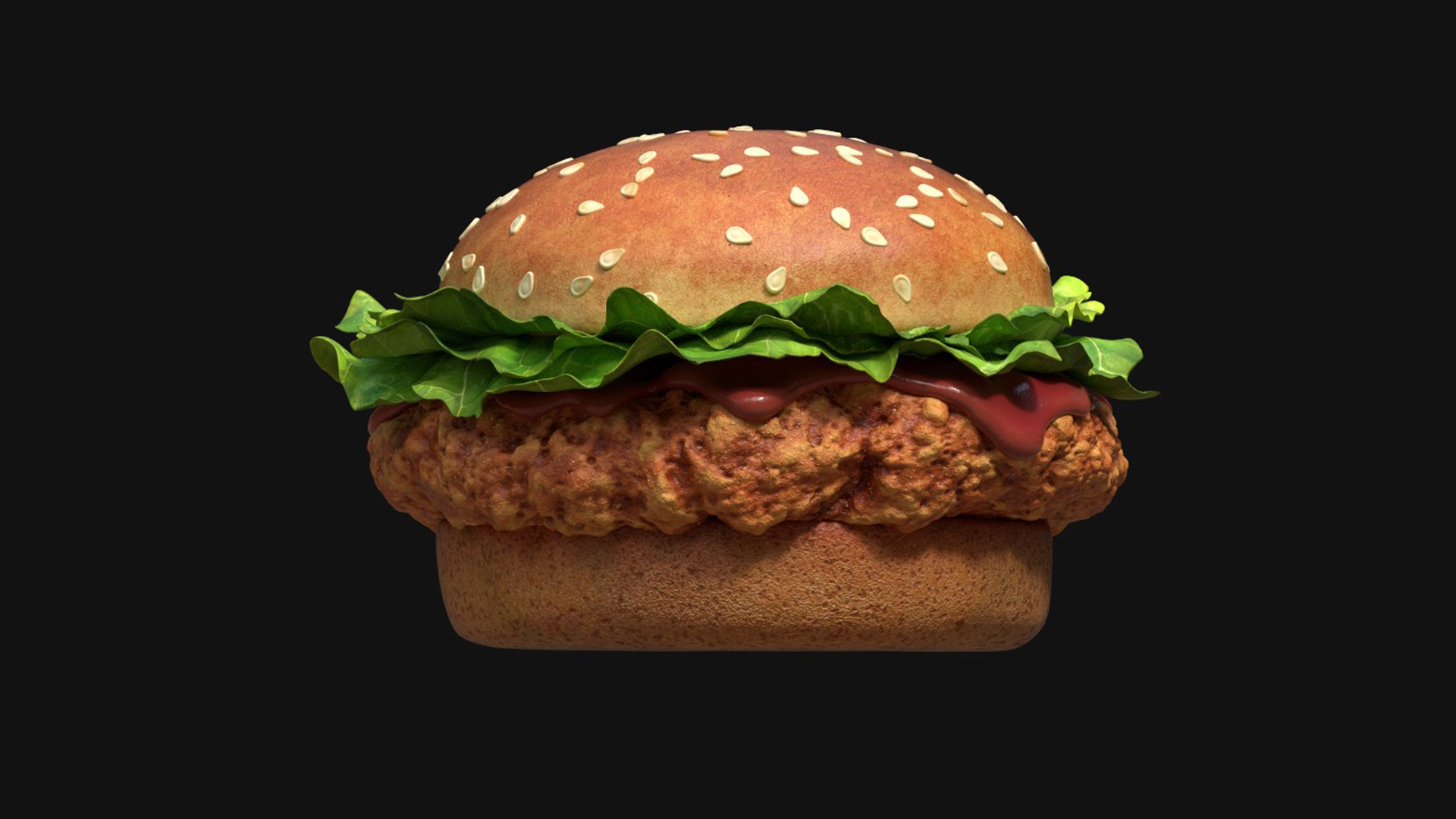 3D Burger Crispy Chicken Tender Model - TurboSquid 2226294