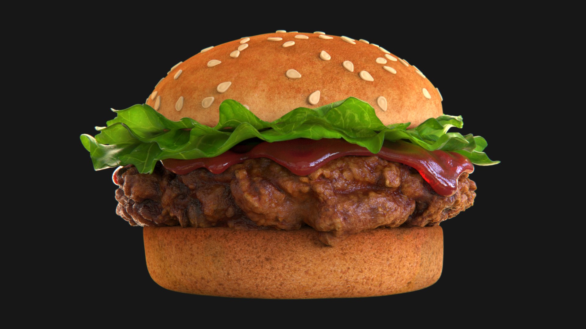 3D Burger Crispy Chicken Tender Model - TurboSquid 2226294