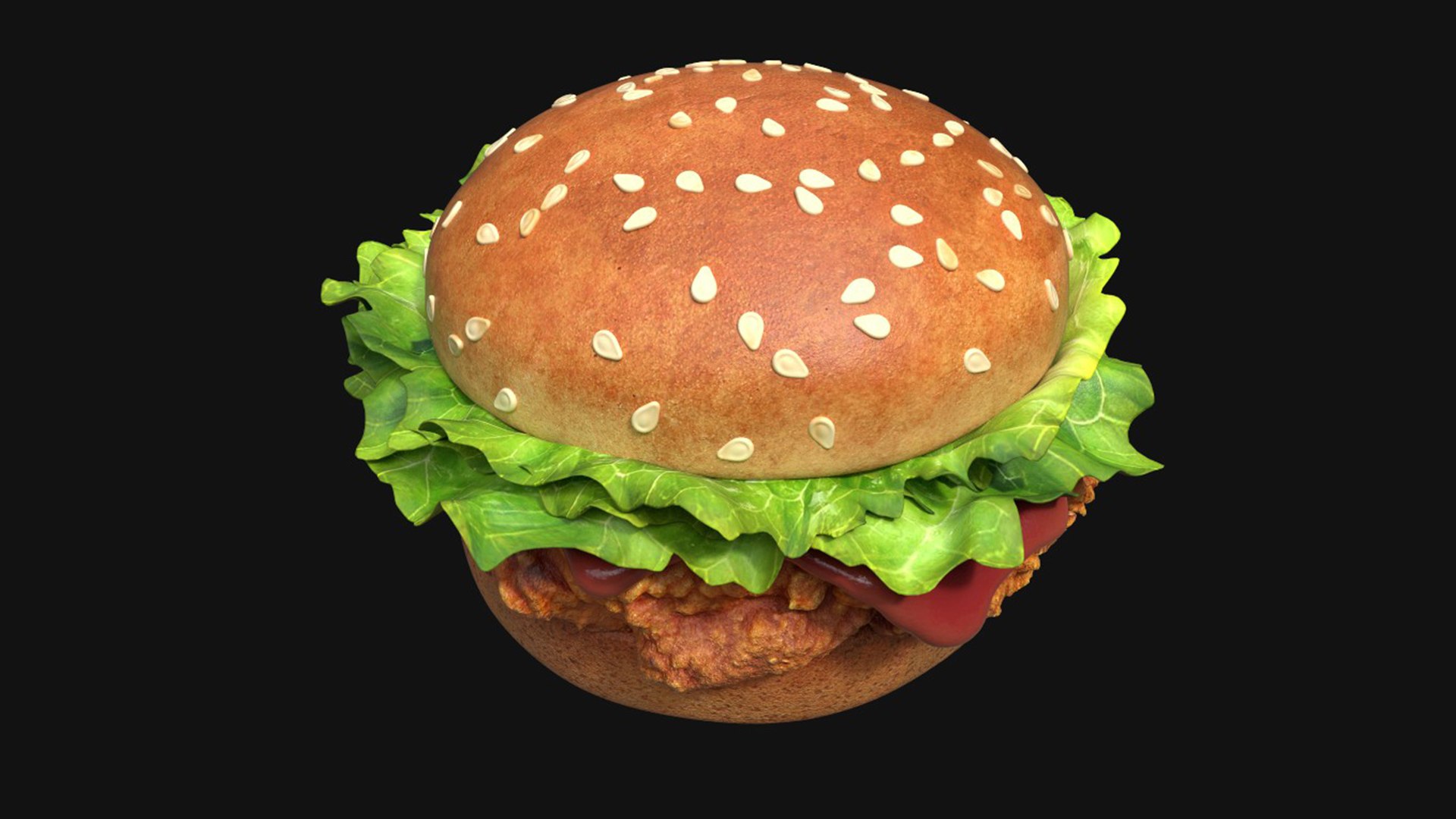 3D Burger Crispy Chicken Tender Model - TurboSquid 2226294