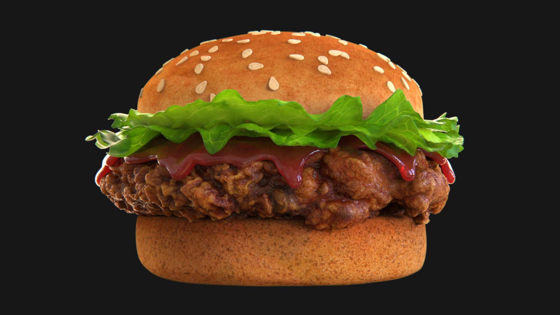 3D Burger Crispy Chicken Tender Model - TurboSquid 2226294