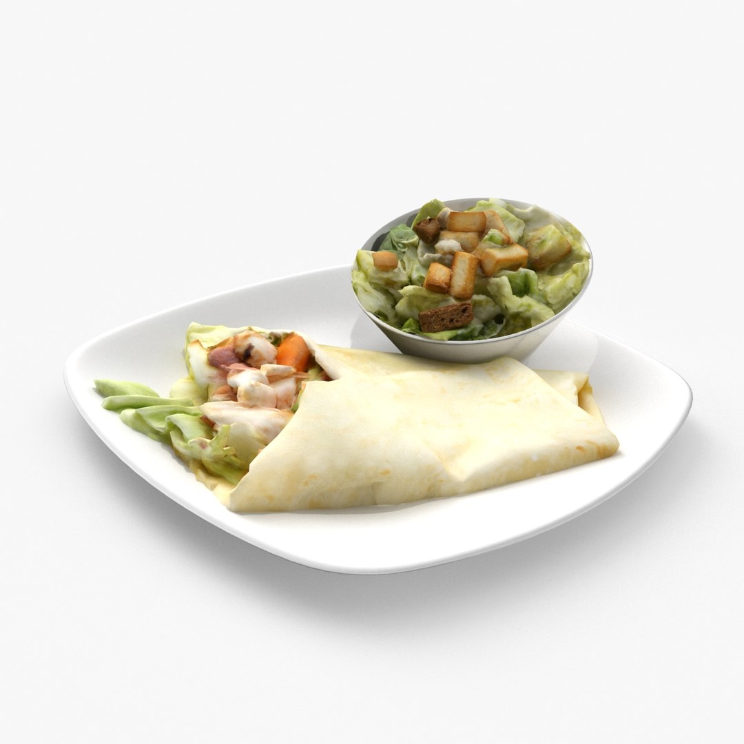 Caesar Chicken Crepe With Caesar Side Model - TurboSquid 1739926