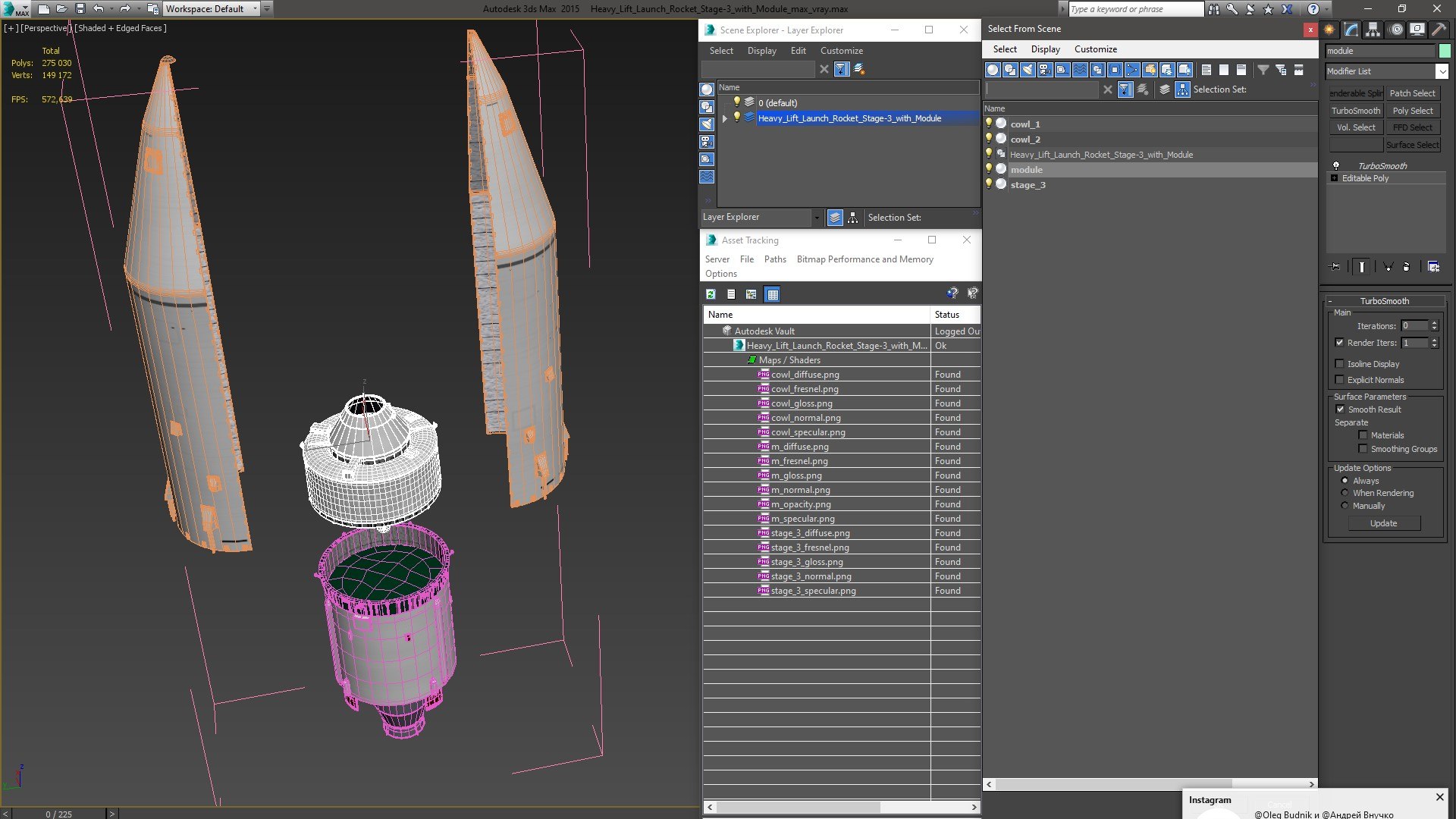 3D Heavy Lift Launch Rocket Stage-3 with Module - TurboSquid 1766847