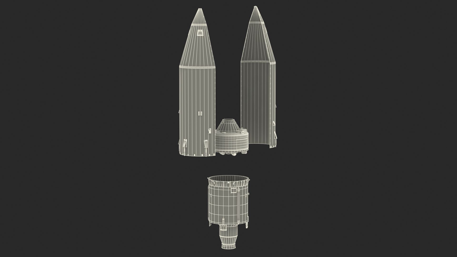 3D Heavy Lift Launch Rocket Stage-3 With Module - TurboSquid 1766847