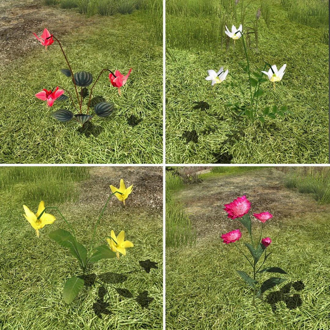 3ds max flowers 16 low-poly icons