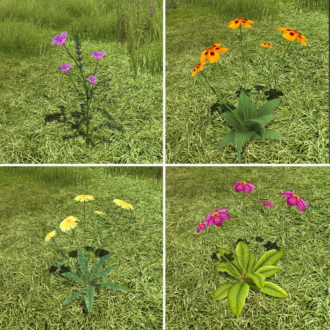 3ds max flowers 16 low-poly icons