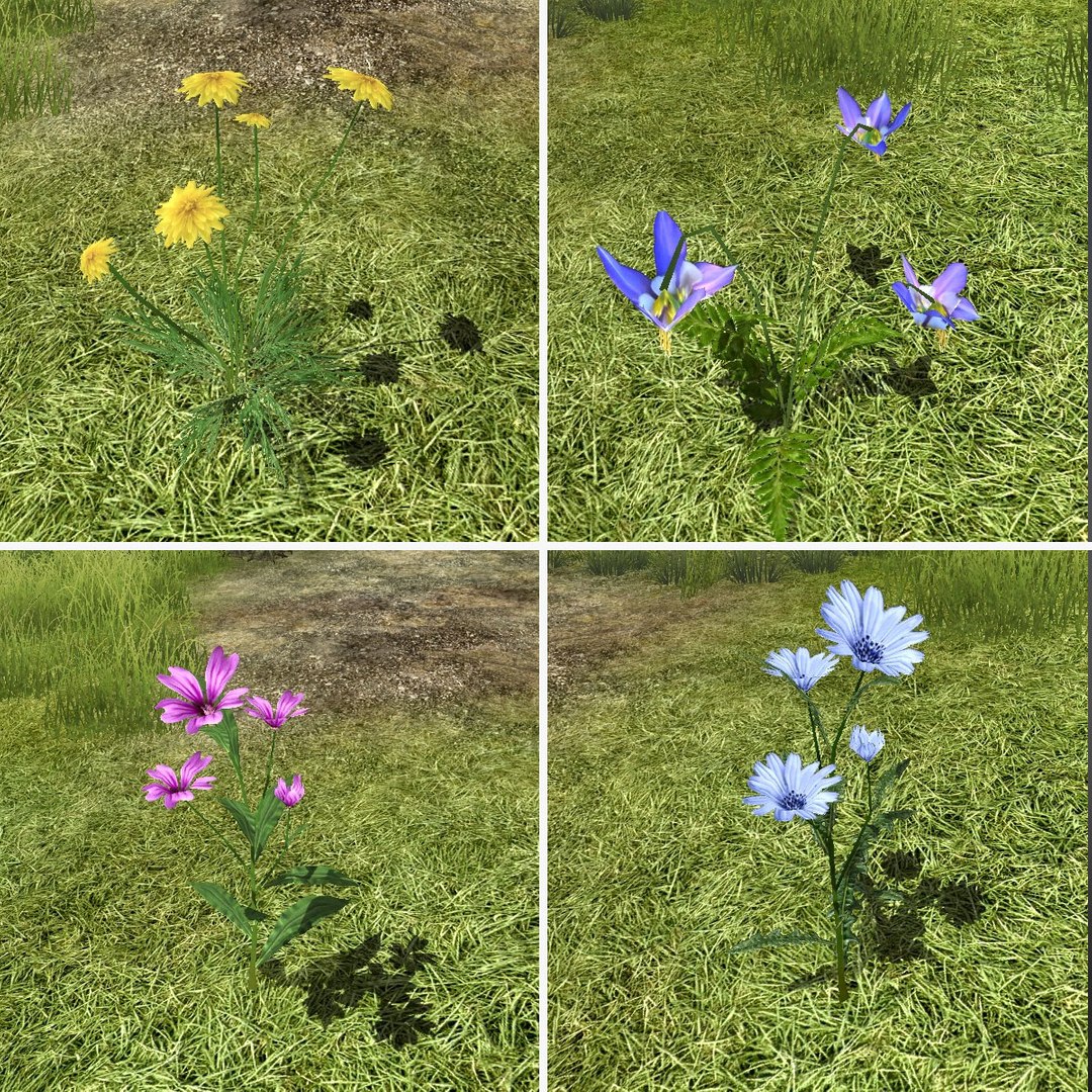 3ds max flowers 16 low-poly icons