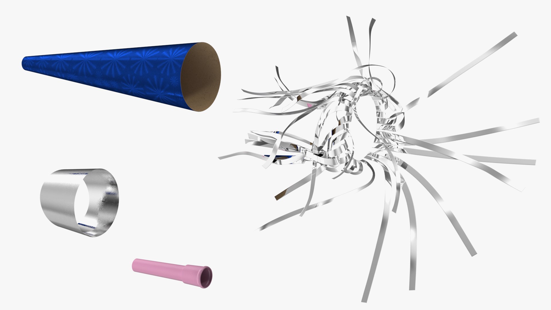 3D Model Blue Party Blower Lying - TurboSquid 2121902