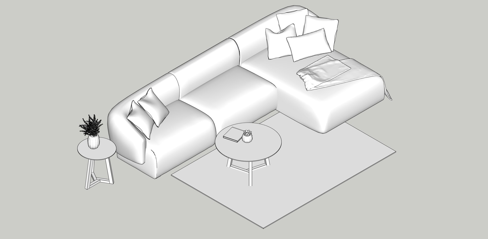 3D Chaise Sofa B2C Courbe Model - TurboSquid 2469082