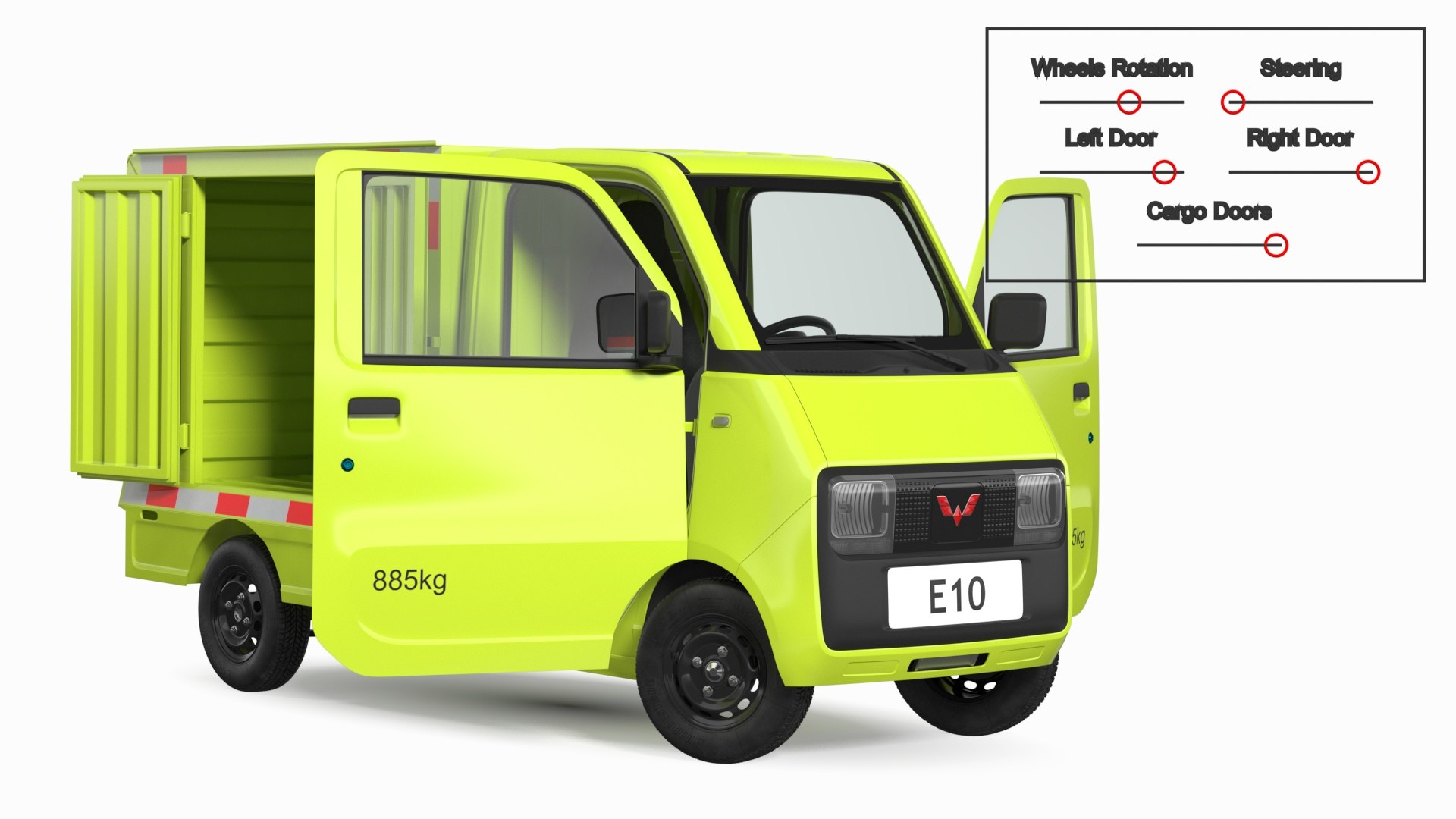 3D Wuling E10 Mini Truck Green Color Rigged - TurboSquid 2155505