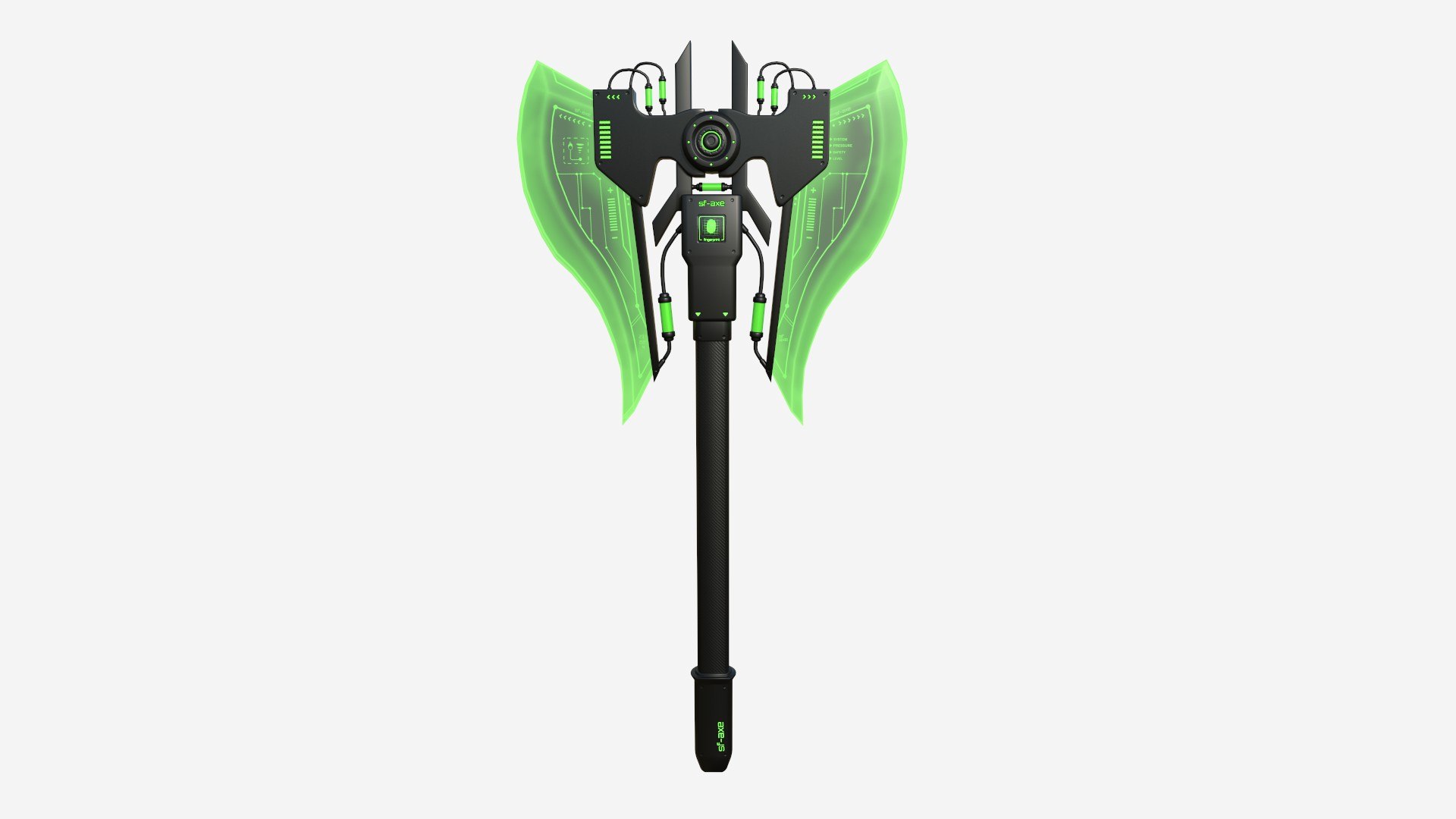 3D model SciFi War Axe B03 Black Green - Sci Fi Weapon Design ...