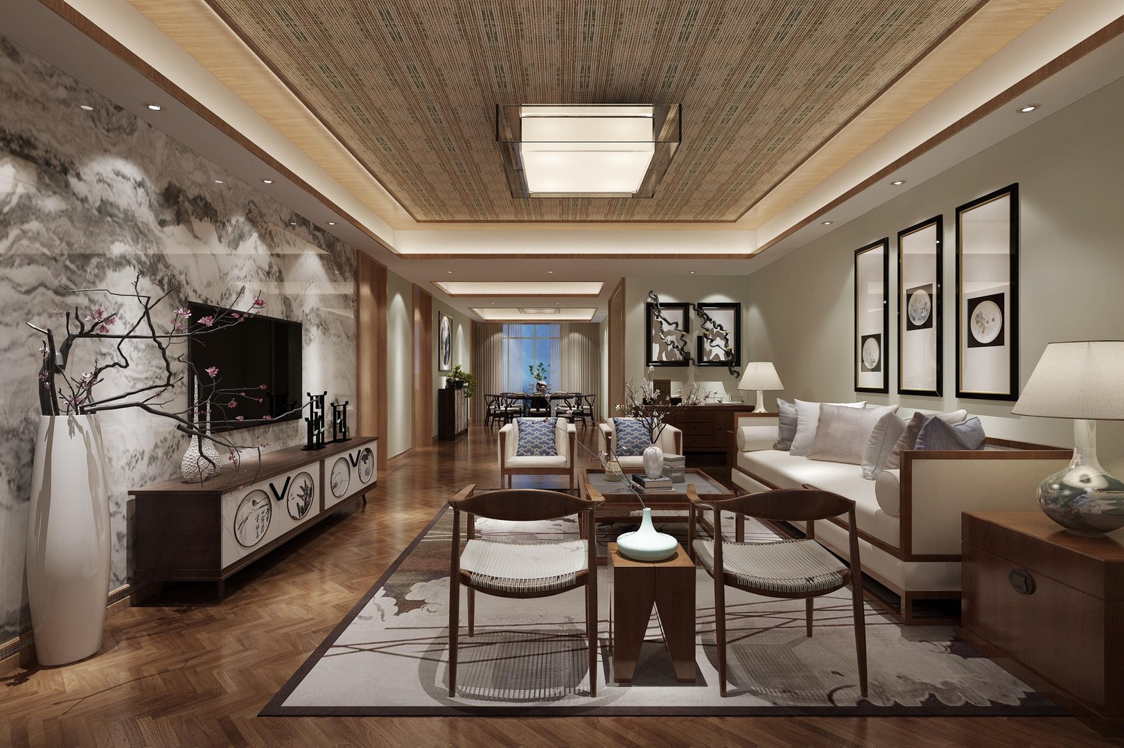 New Chinese Style Living Room 3D Model - TurboSquid 2024037