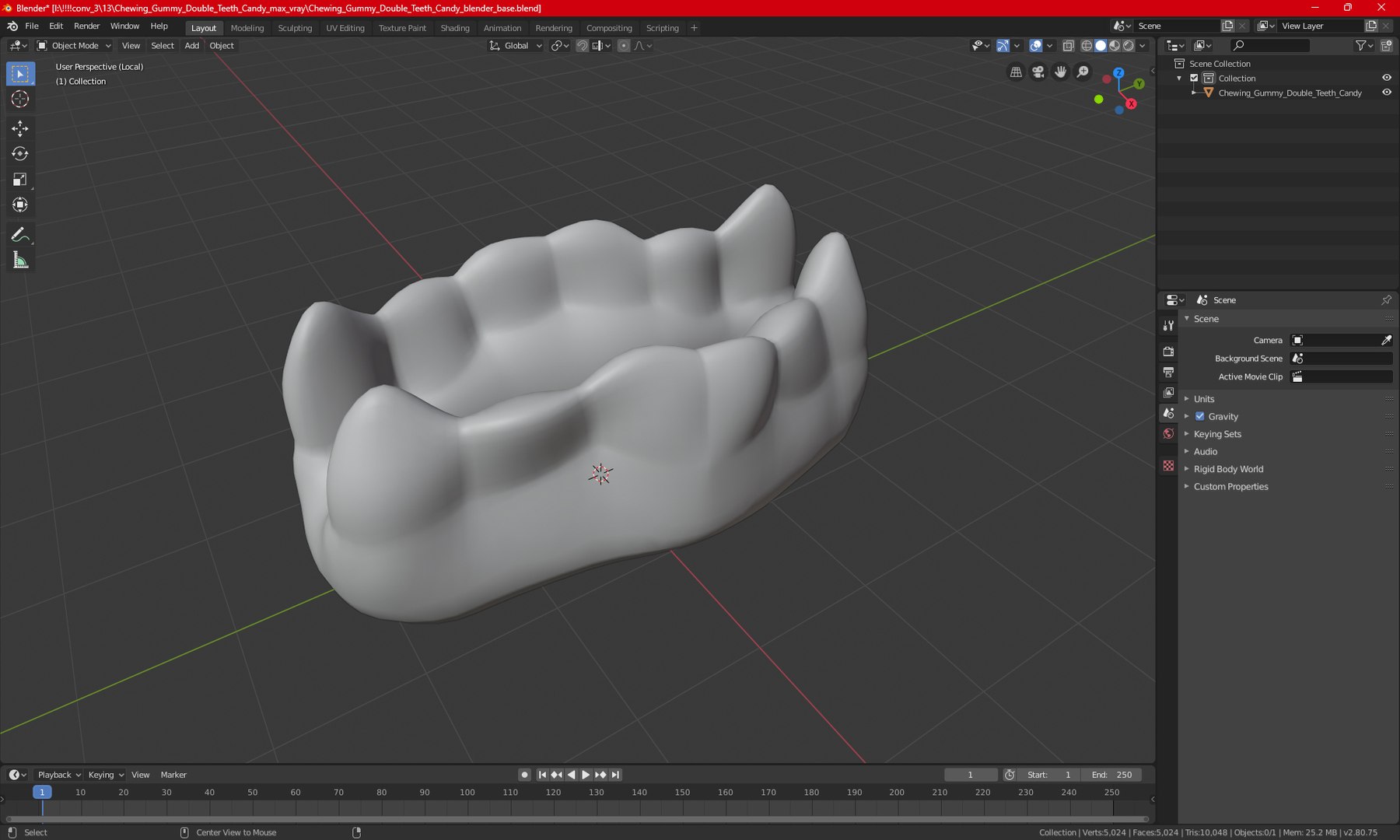 Chewing Gummy Double Teeth Candy 3D Model - TurboSquid 2234695