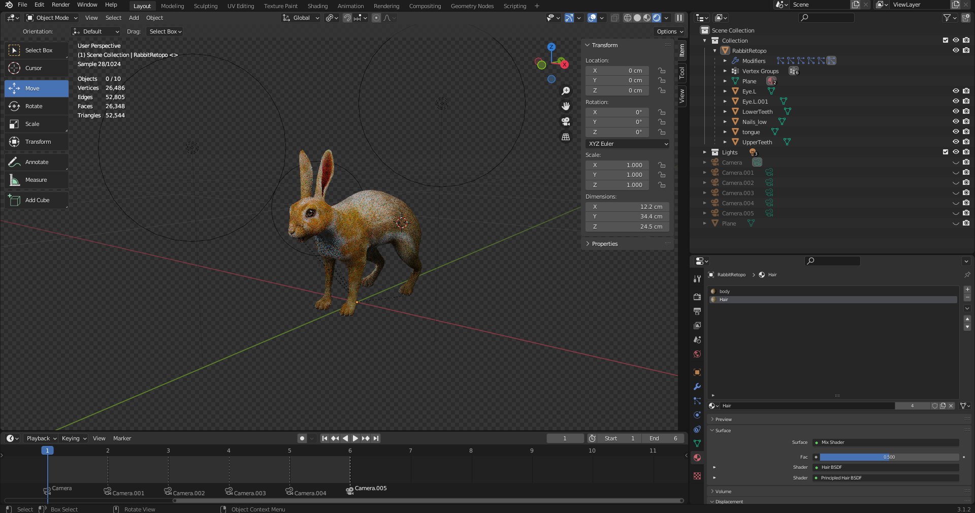 3D Fur Rabbit V01 Rigged In Blender - TurboSquid 1927027