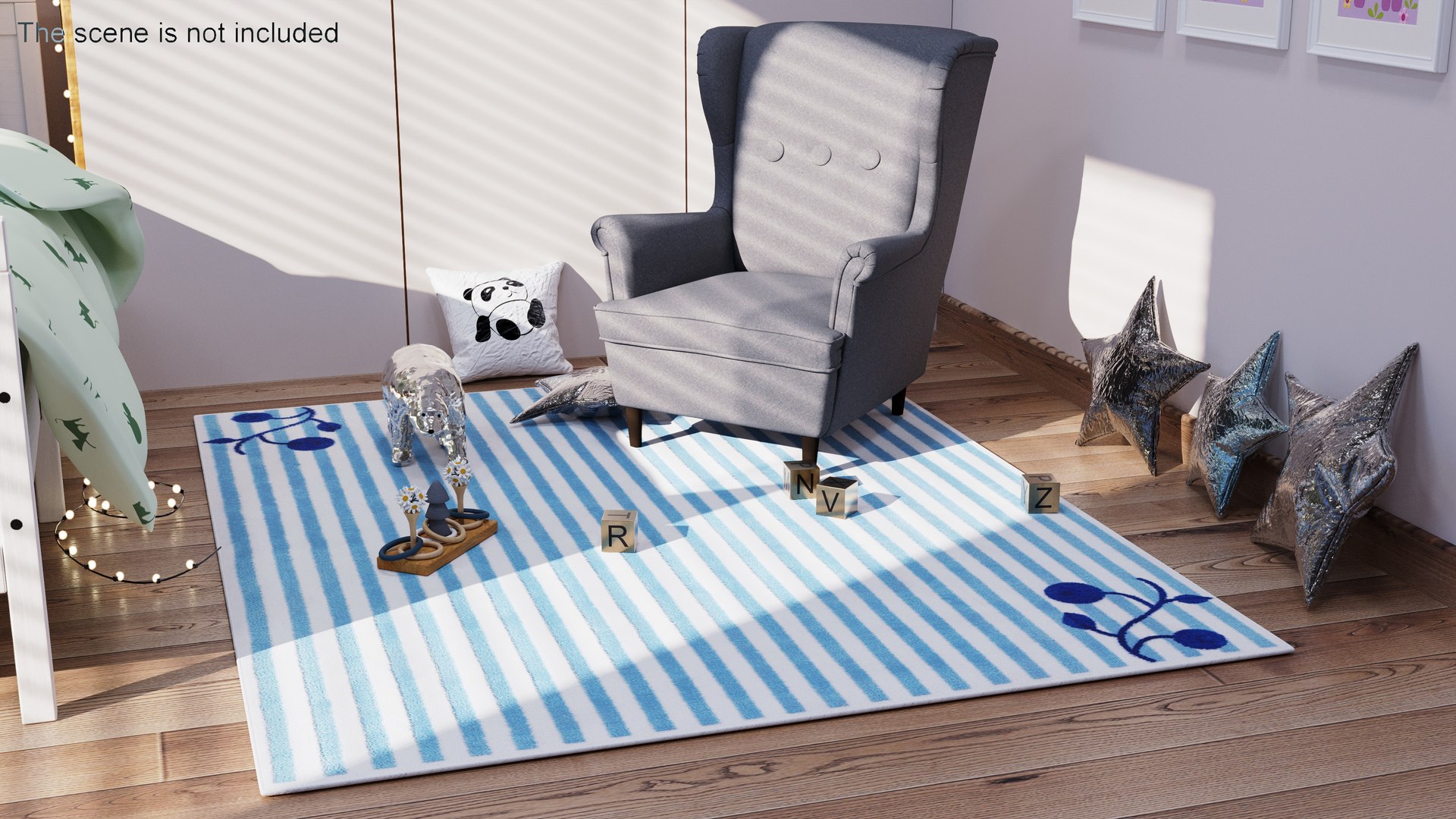 3D Rug for Children Room IKEA GULSPARV Stripe Blue - TurboSquid 2136814
