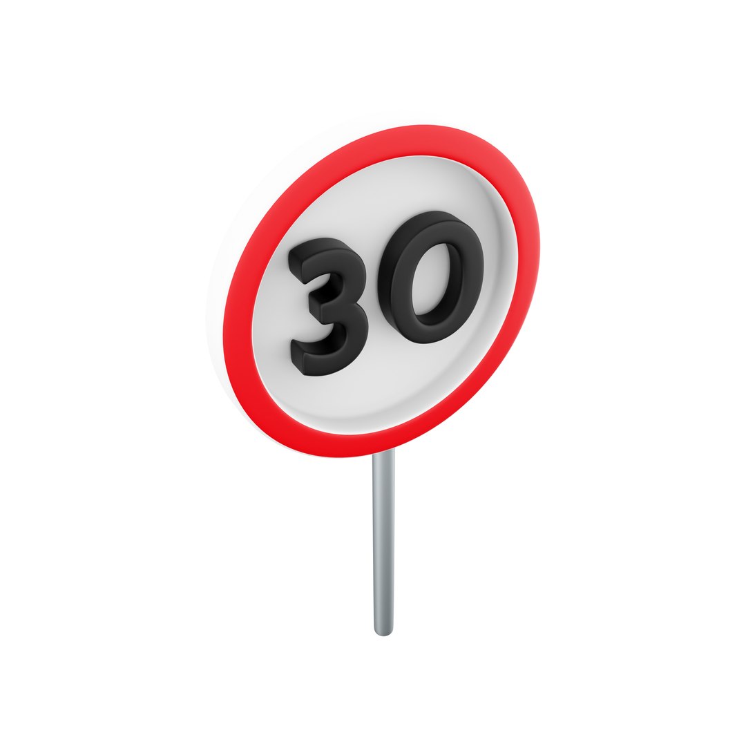 3D Model Thirty Speed Limit Traffic Sign Cartoon Icon - TurboSquid 2018074