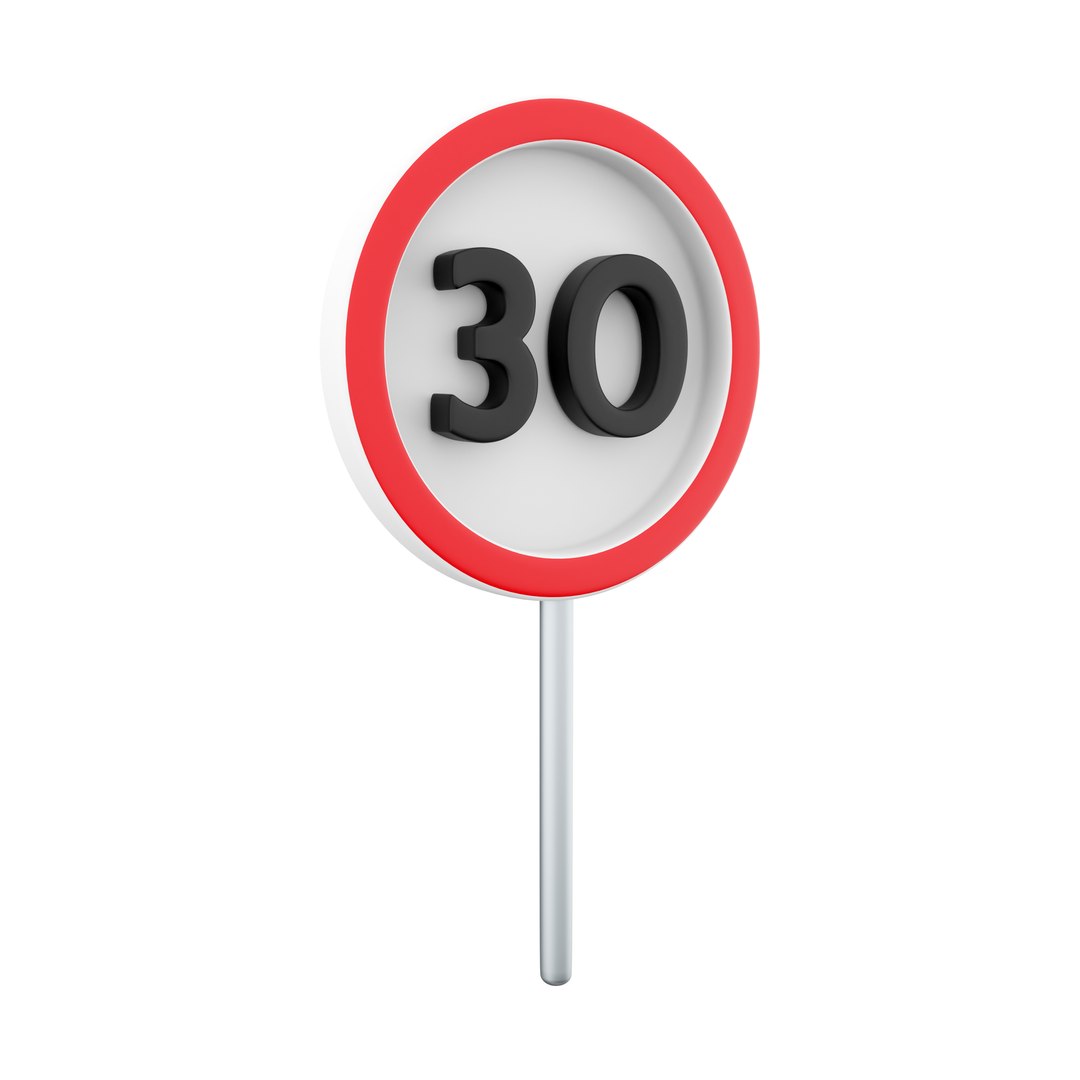 3D Model Thirty Speed Limit Traffic Sign Cartoon Icon - TurboSquid 2018074