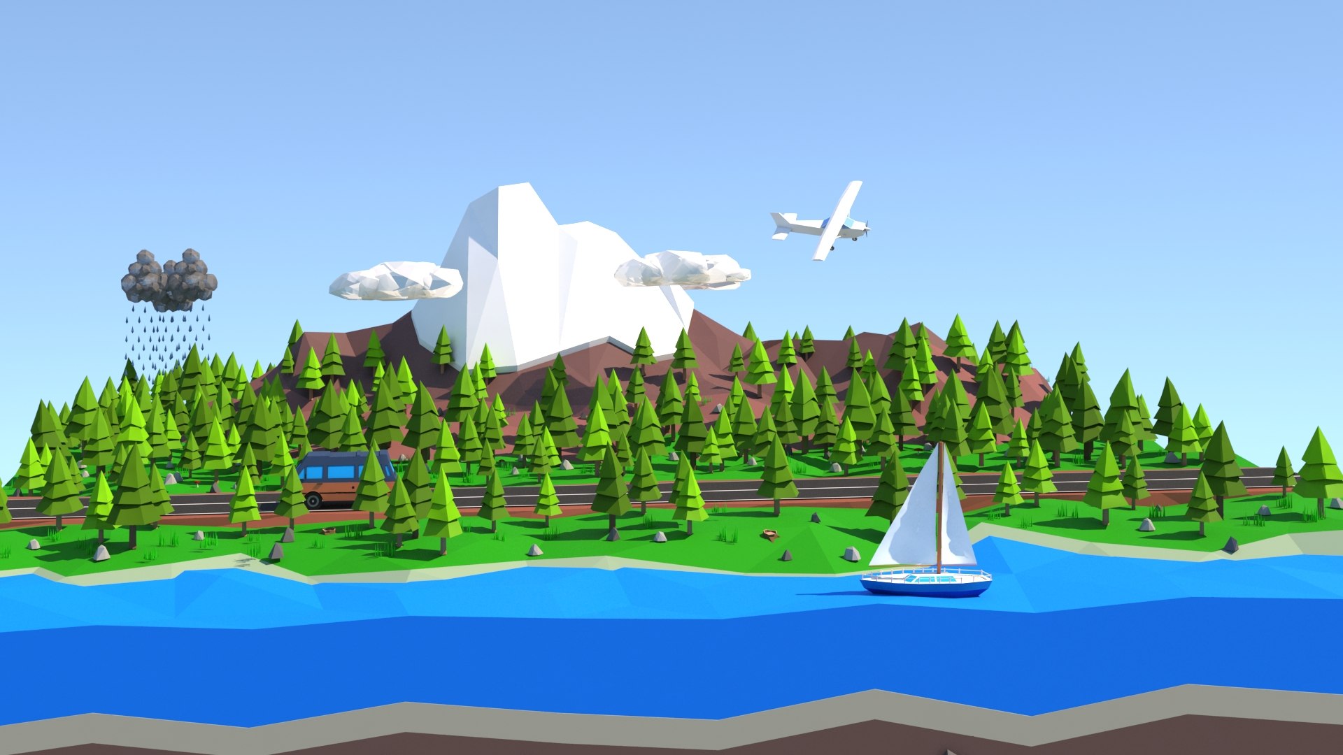 3D Isometric Landscape Scene - TurboSquid 1801966