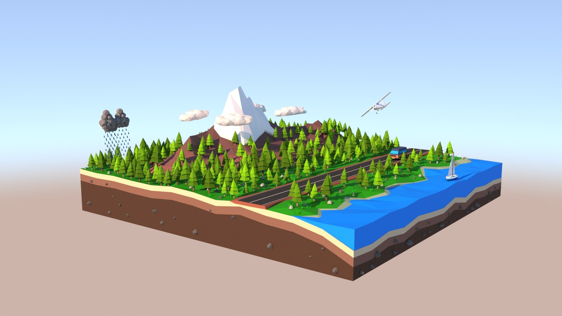 3D Isometric Landscape Scene - TurboSquid 1801966