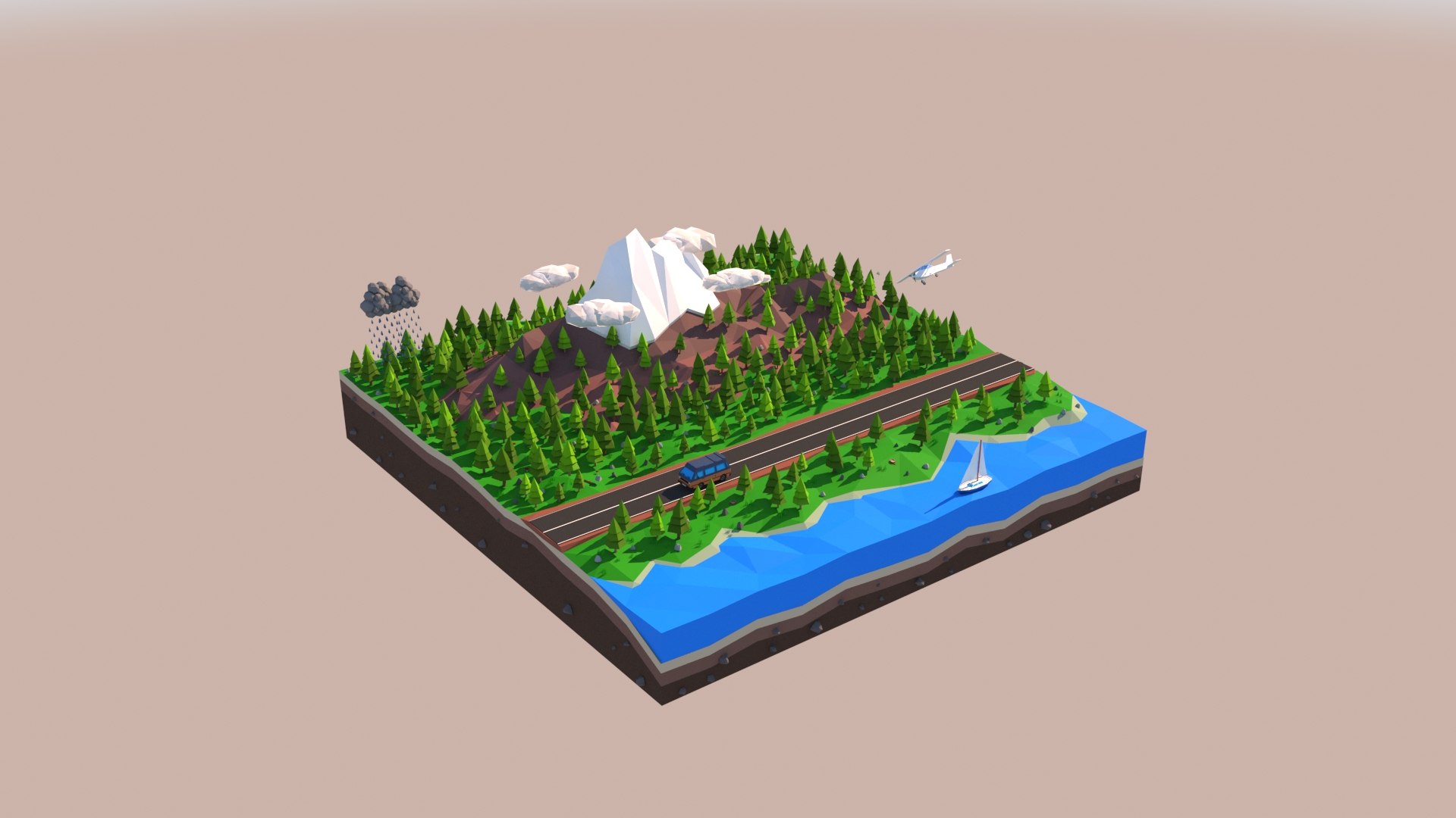 3D Isometric Landscape Scene - TurboSquid 1801966