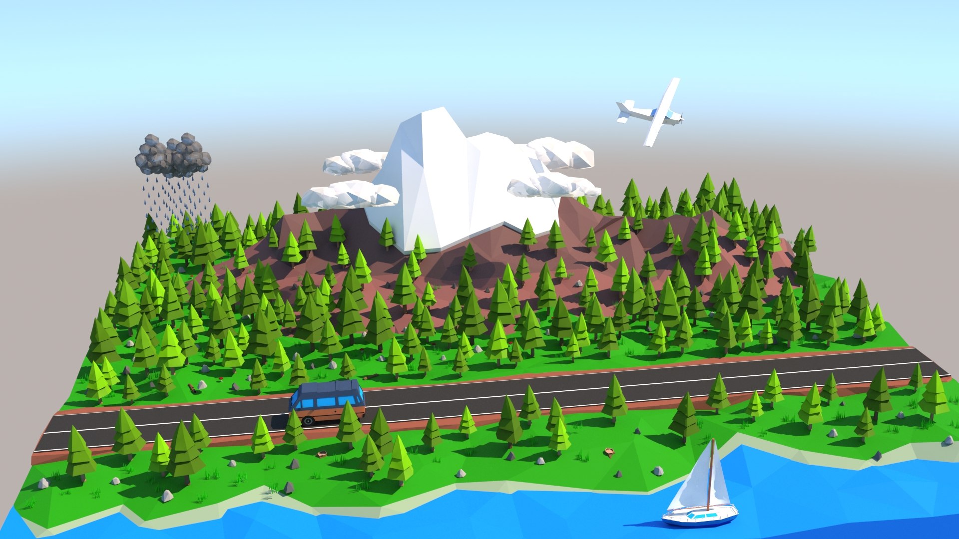 3D Isometric landscape scene - TurboSquid 1801966