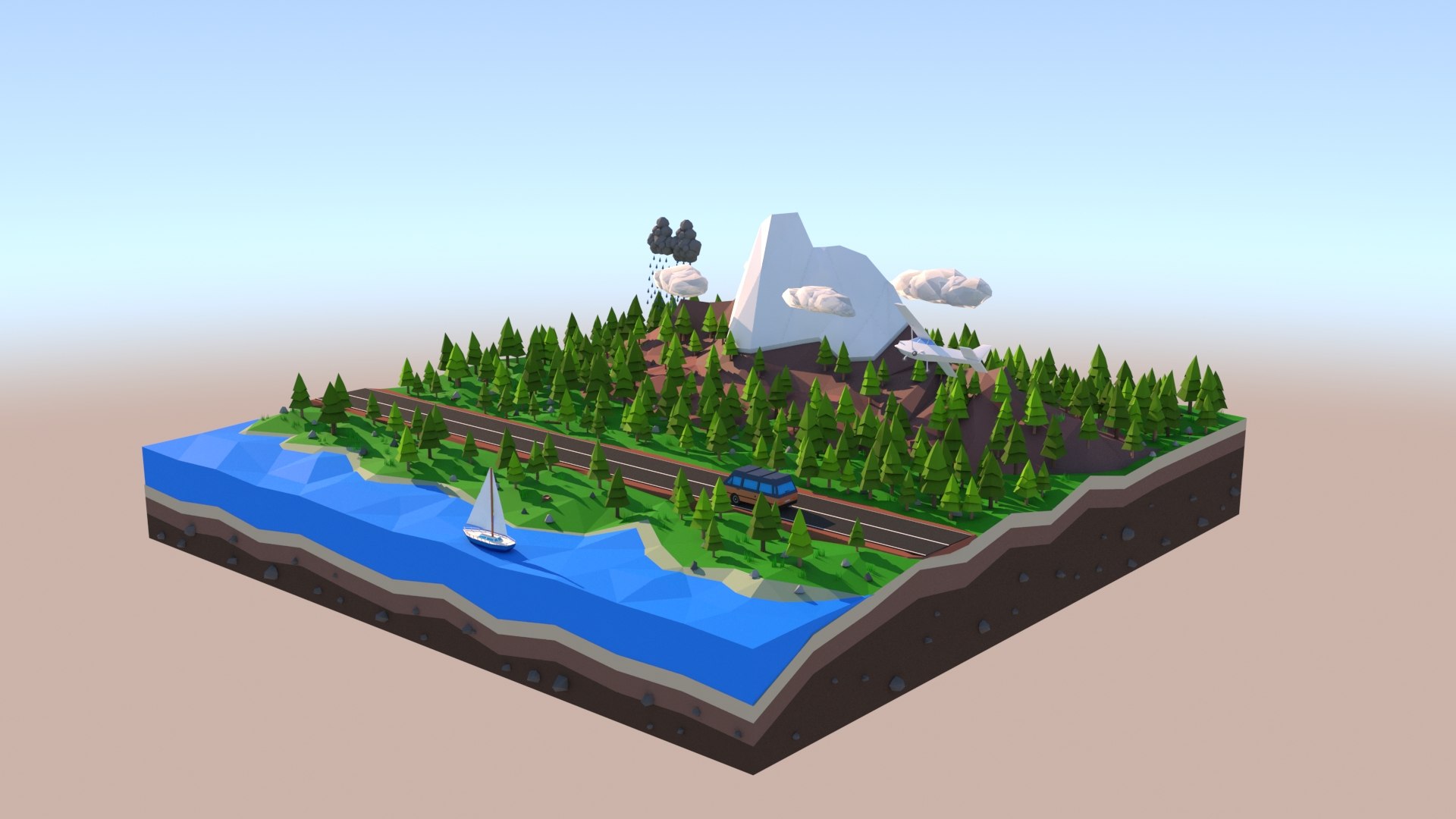 3D Isometric Landscape Scene - TurboSquid 1801966
