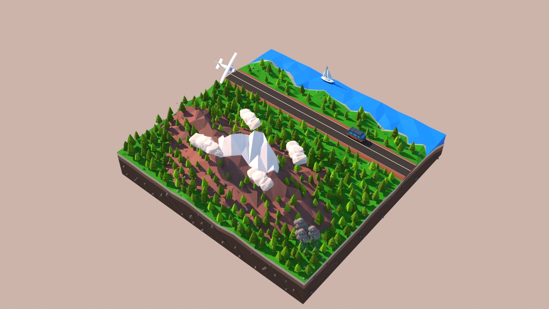 3D Isometric Landscape Scene - TurboSquid 1801966