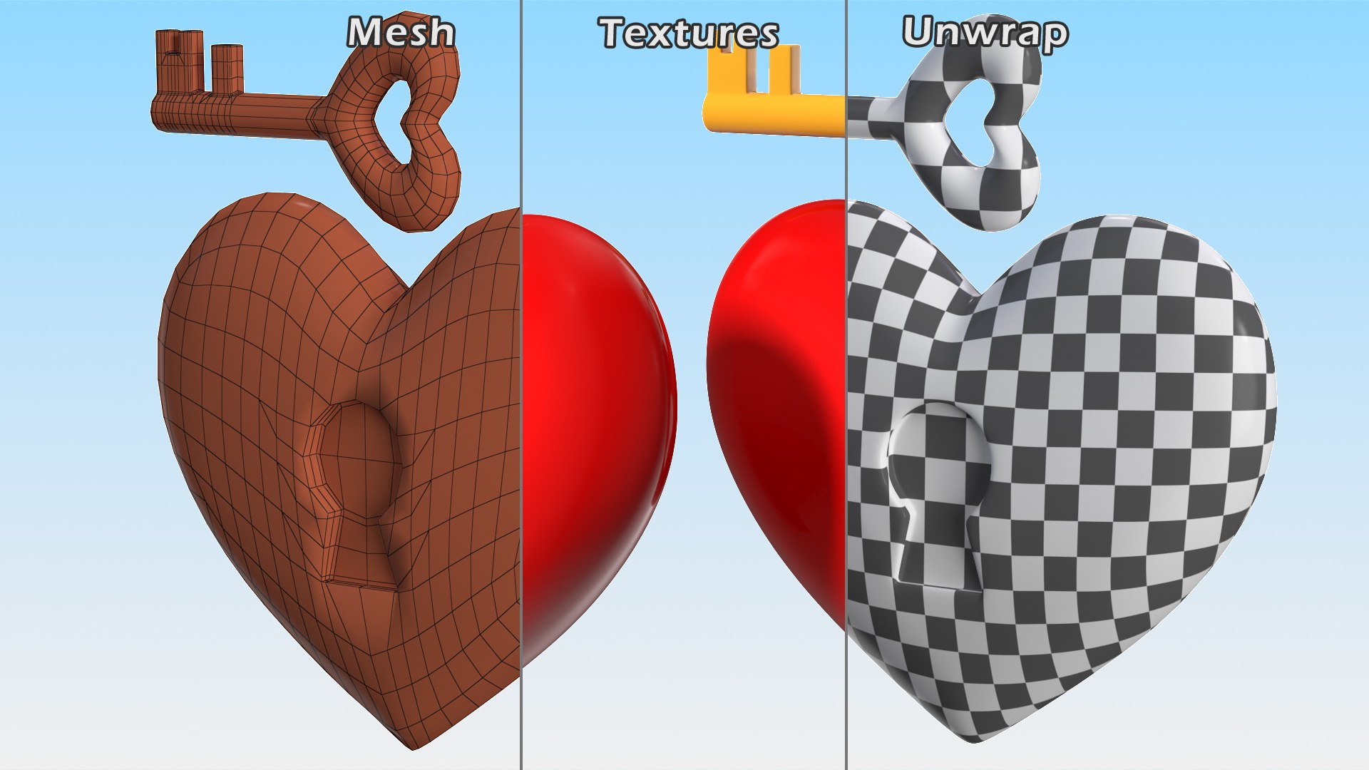 Heart With Keyhole And Key 3D Model - TurboSquid 1799373