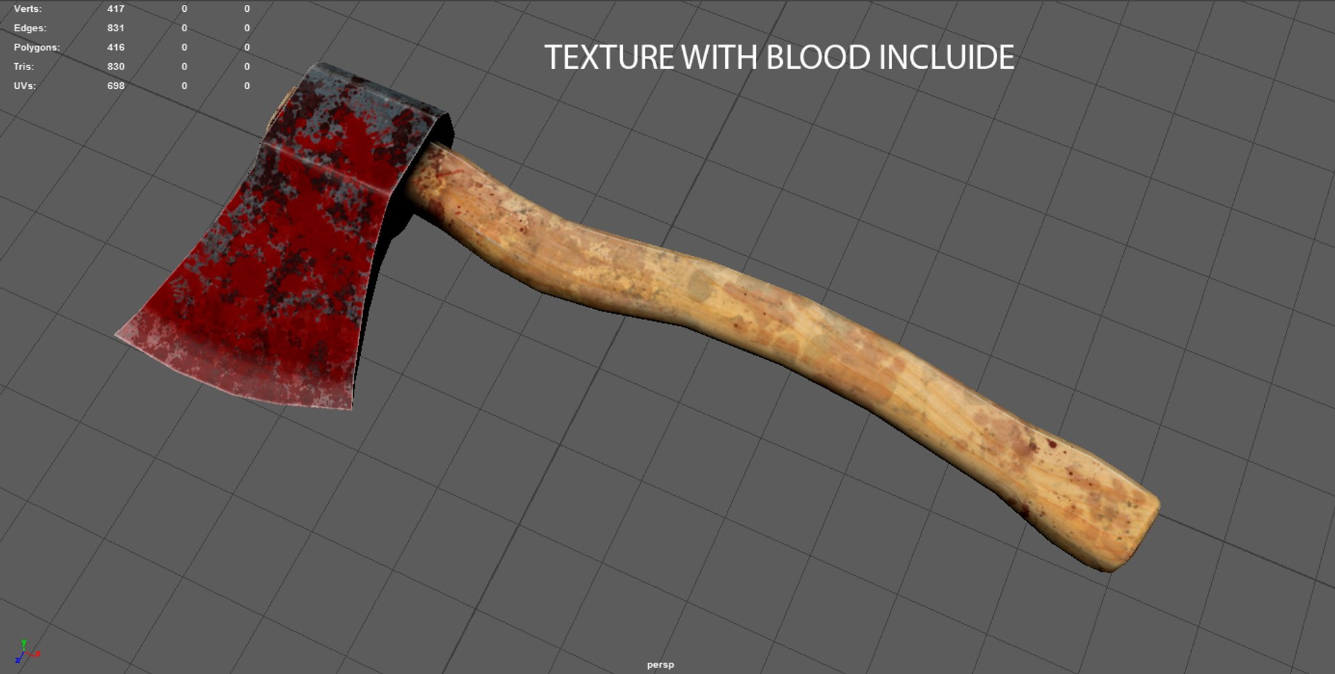 3d model axe blood
