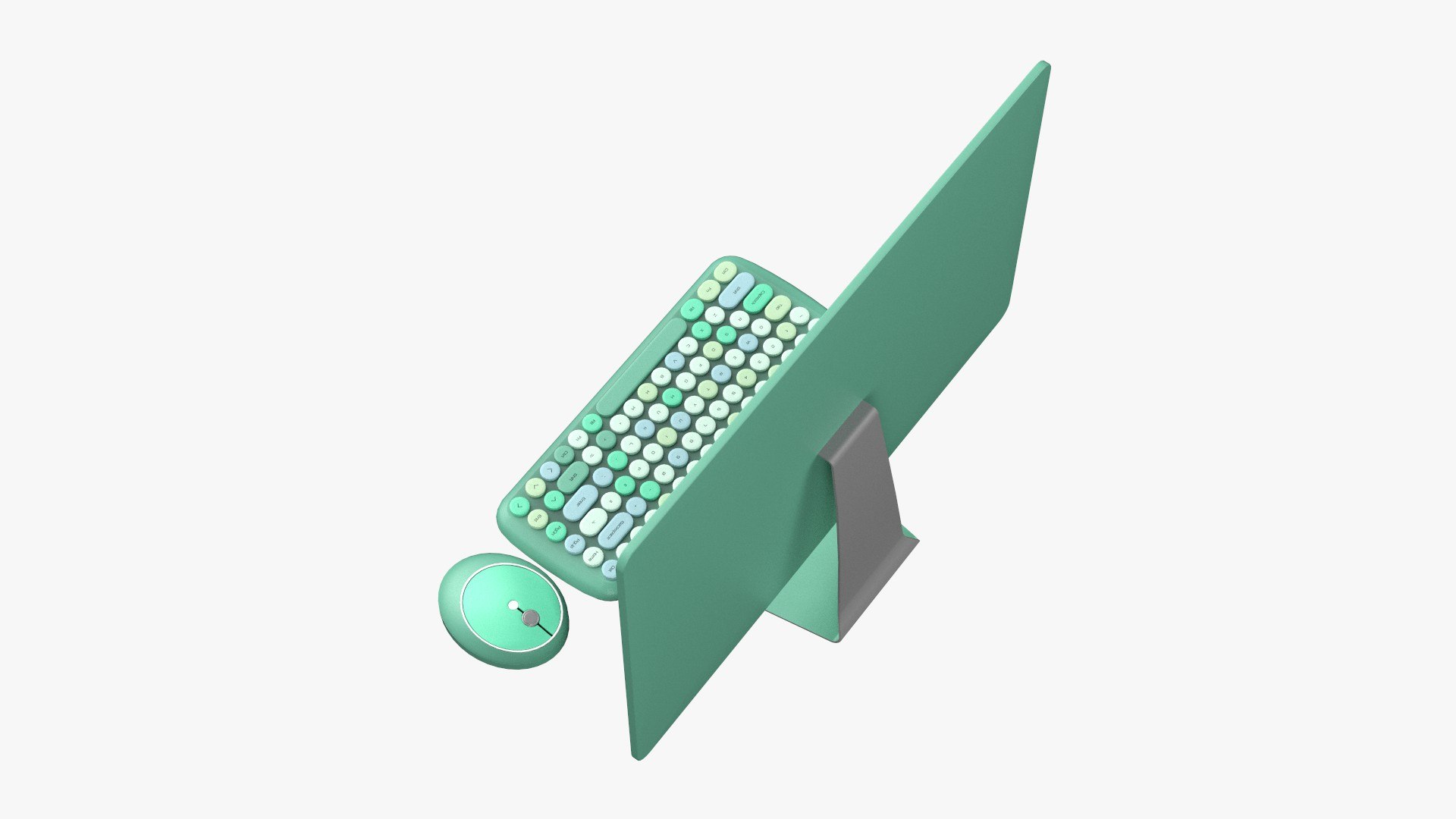 3D Model Sweet Pc Set Monitor Keyboard Mouse River Green Version ...