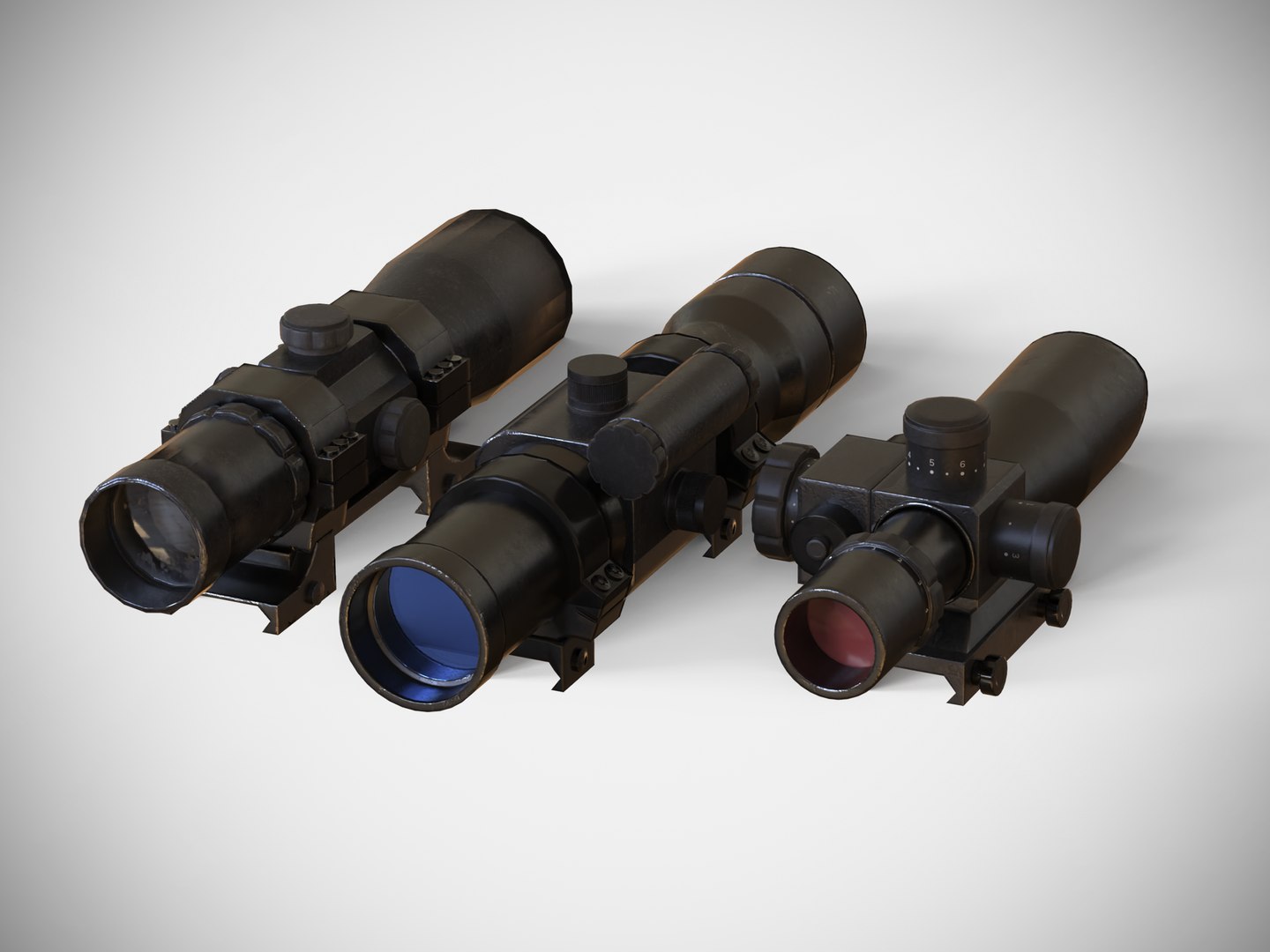 Sight Attachments Pack - PBR – Optical - Scope - Reflex – Red Dot ...