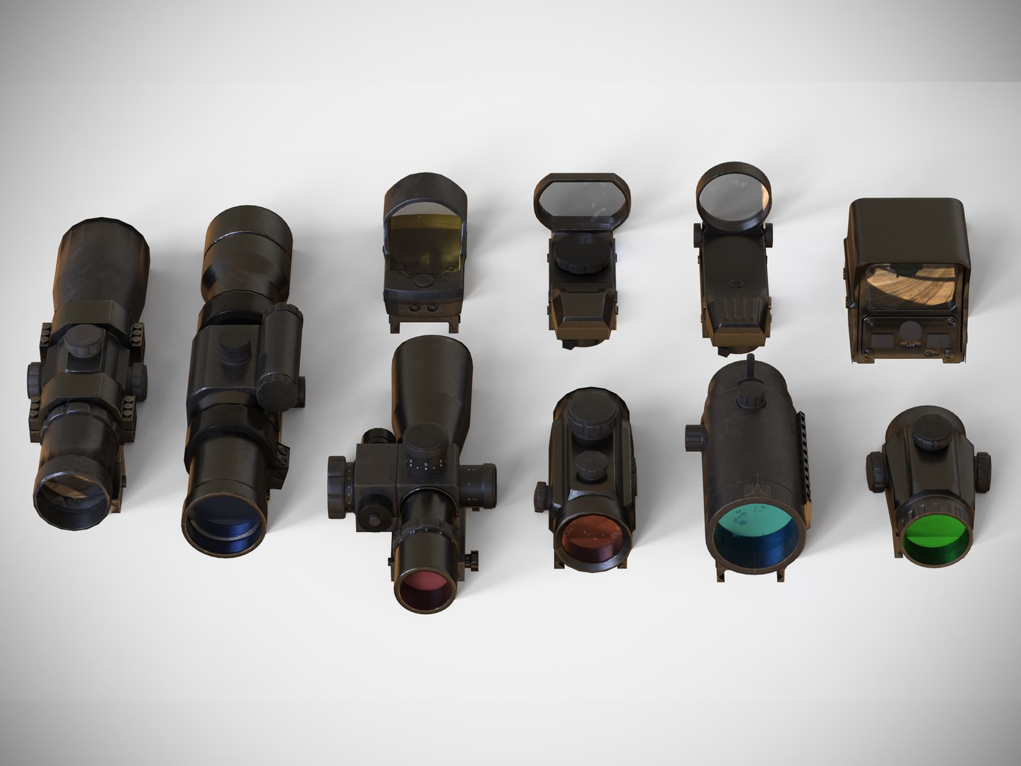 Sight Attachments Pack - PBR – Optical - Scope - Reflex – Red Dot ...