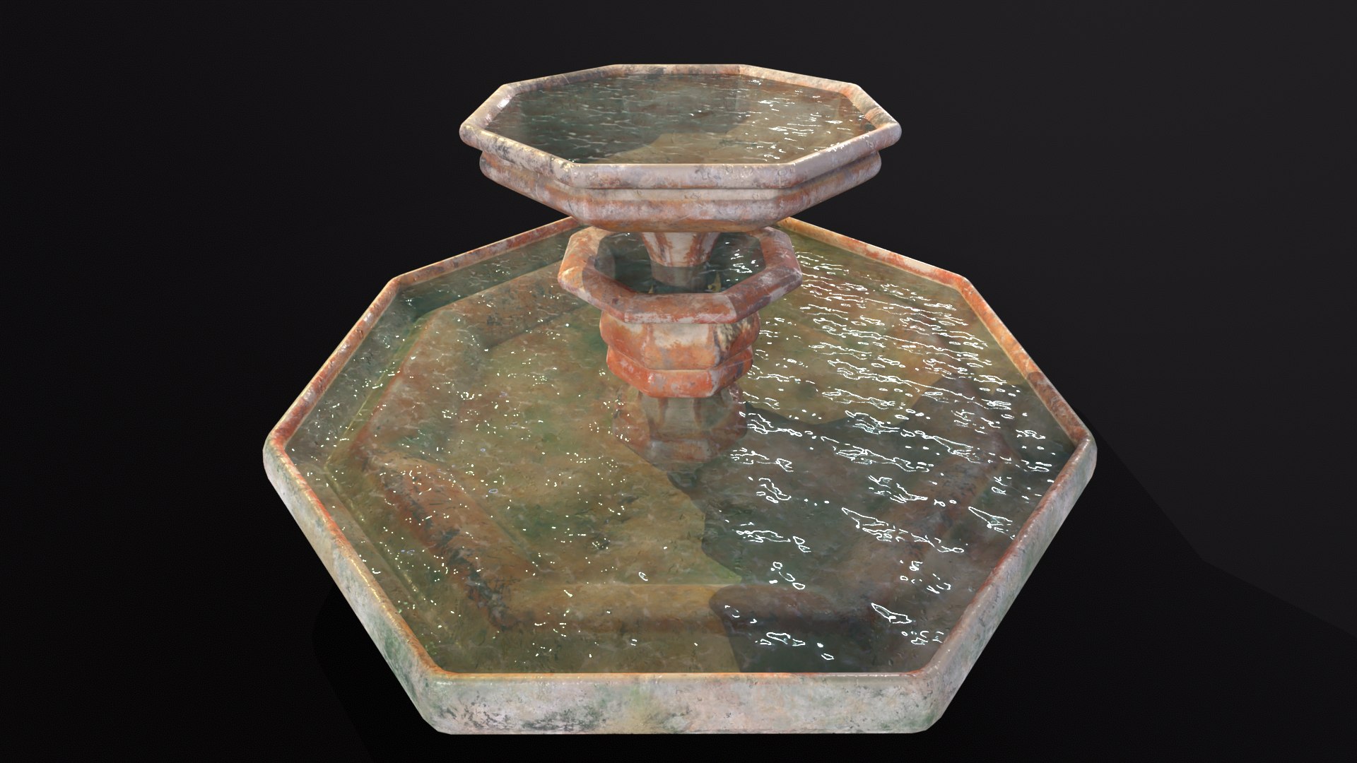 3D Model Octagon Marble Fountain - TurboSquid 2198330