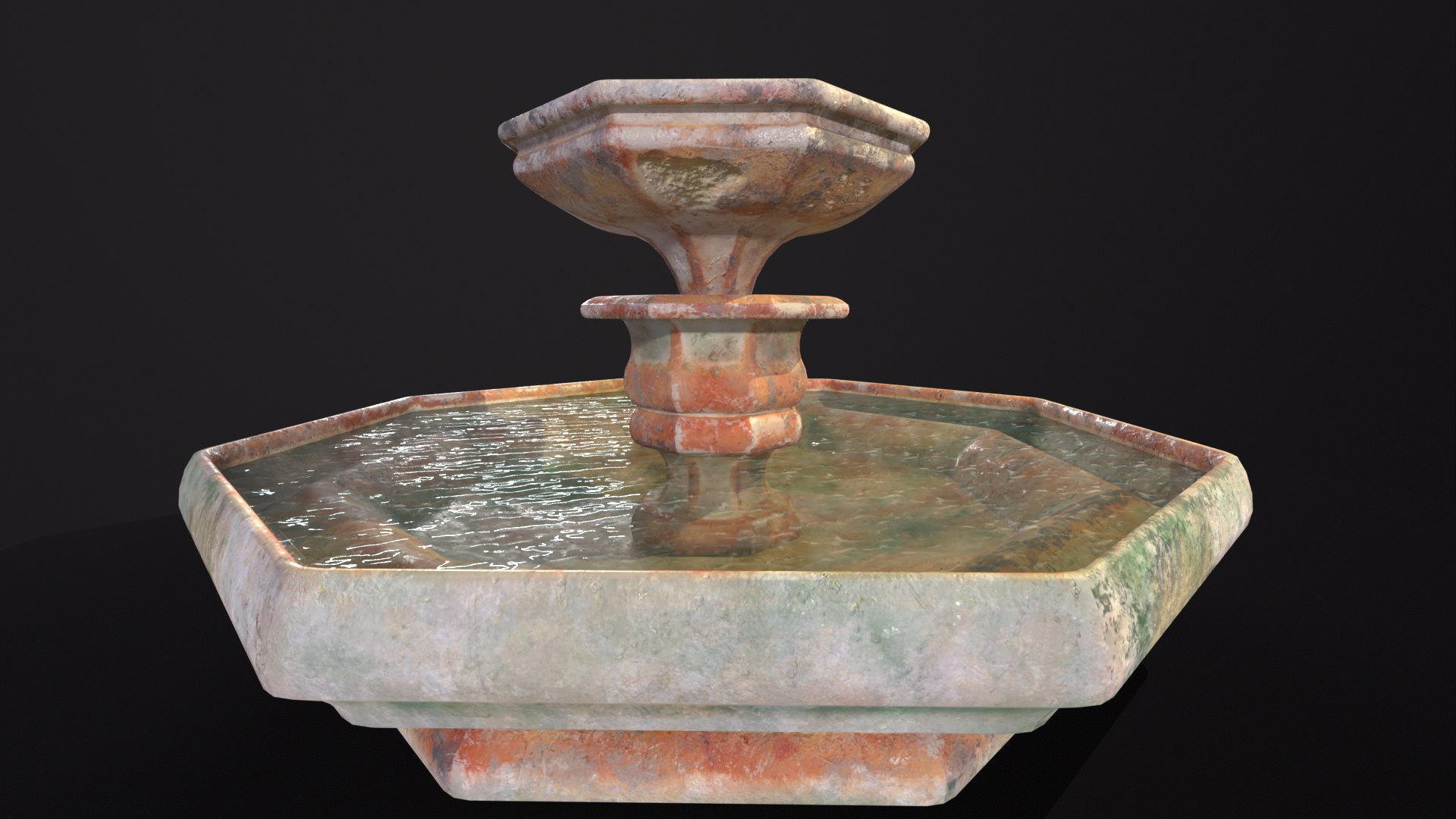 3D Model Octagon Marble Fountain - TurboSquid 2198330